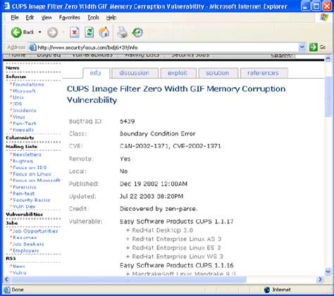 Example Of Vulnerability Publication By Securityfocus Download
