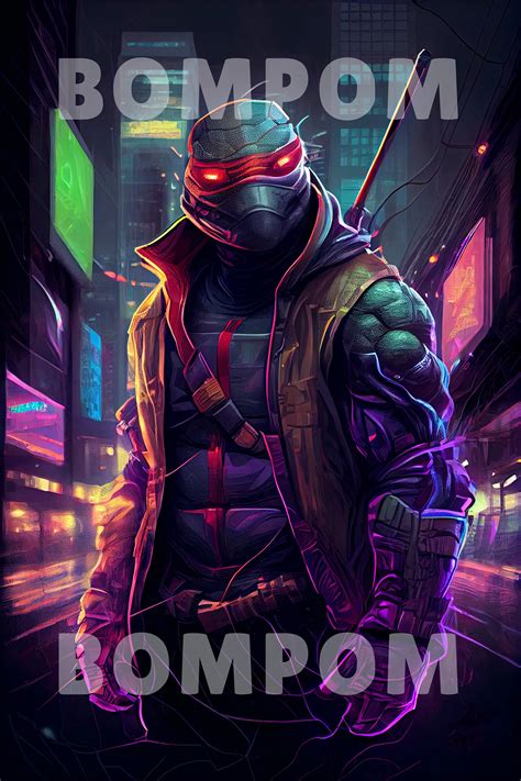 Cyberpunk Mutant Turtle High Resolution Printable Poster 300 Dpi