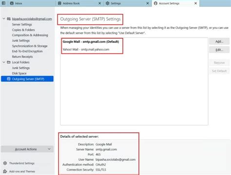 how to fix “an error occurred while sending mail” on thunderbird