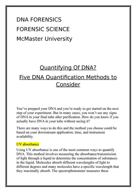 Dna Forensics Quantitation Methods Discussion Dna Forensics Forensic