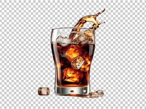 Premium Psd Beverage Brownness Bubble Coke Cola Cold Cube Drink Png