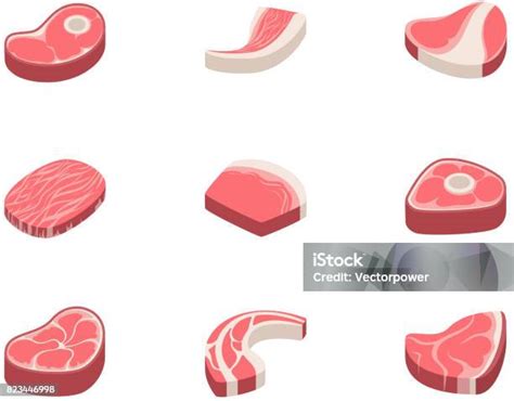쇠고기 스테이크 생고기 음식 붉은 신선한 컷 정육점 생 바베 큐 바베 큐 슬라이스 성분 벡터 일러스트 레이 션을 잘라 건강한 식생활에 대한 스톡 벡터 아트 및 기타 이미지