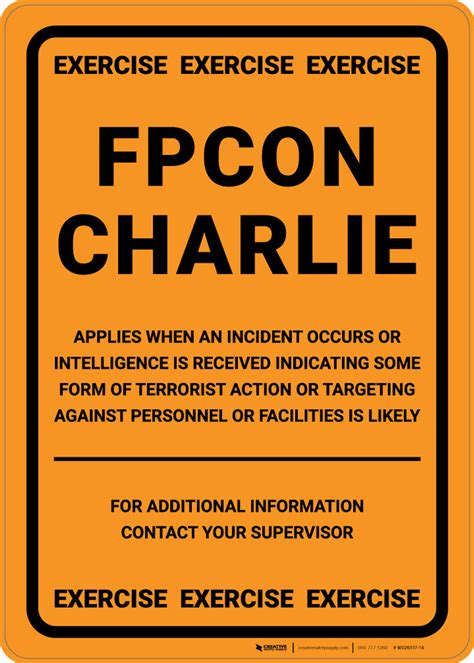 Fpcon Charlie Exercise Wall Sign Creative Safety Supply