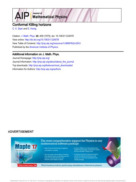 Conformal Killing Horizons 1979 Pdf Spacetime Physical Cosmology