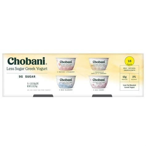 Chobani Yogurt Greek Less Sugar Reduced Fat Assorted Same Day