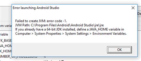 Java Error Launching Android Studio Failed To Create JVM Error Code