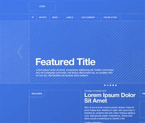 10 Beautiful Blueprint Style Wireframes Via Dribbble
