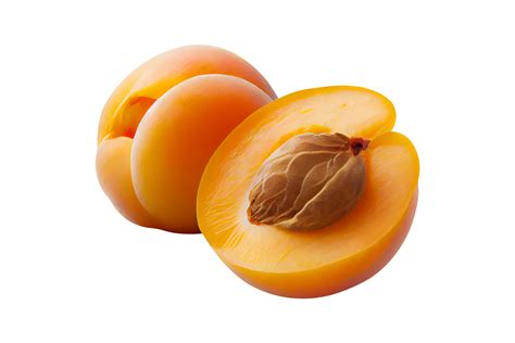Fresh Tasty Apricot Fruit With Seed Isolated On Transparent Background