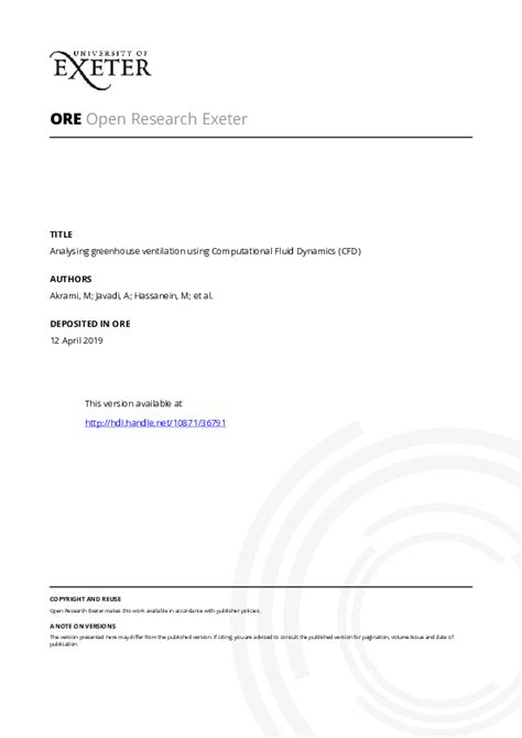 Pdf Analysing Greenhouse Ventilation Using Computational Fluid Dynamics Cfd