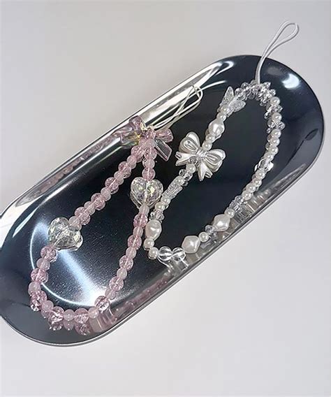 키치한 리본 비즈 핸드폰 스트랩줄 고리형 핸드폰끈 폰스트랩 셀카모드 아이템 에이블리