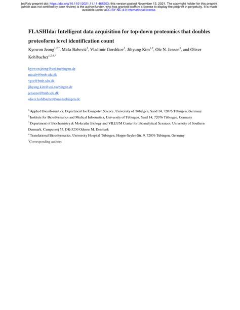 Pdf Flashida Intelligent Data Acquisition For Top Down Proteomics
