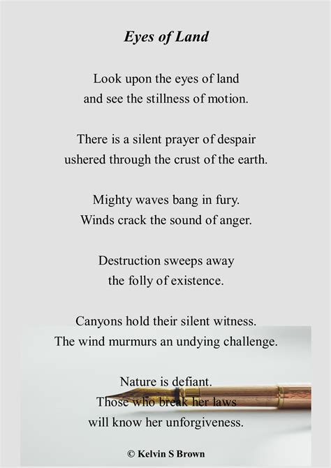 Poem Eyes Of Land Kelvin Brown