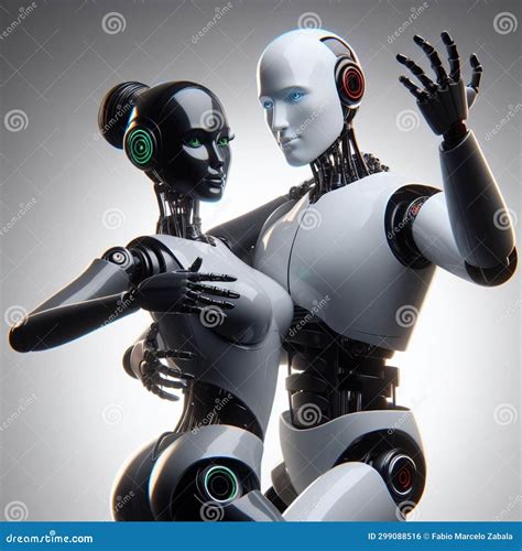 Robots Dancing The Tango With The Looks Of Lovers Stock Image