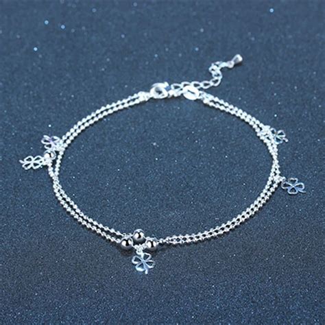 Tjp Charm Female Silver Anklets Women Wedding Party Jewelry Fashion 925