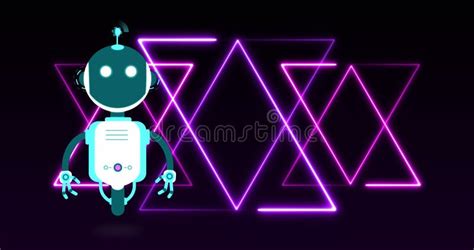 Image Of Ai Chat Bot Over Colourful Purple Neon Lines On Black