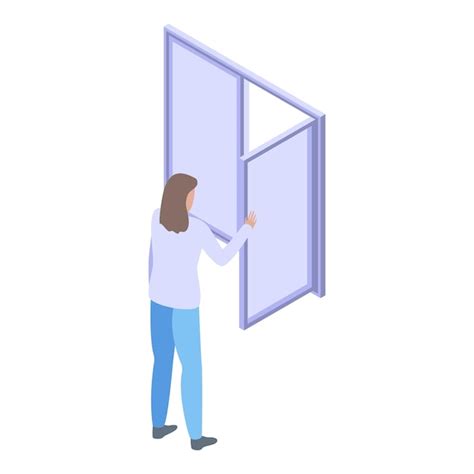 Premium Vector Woman Check Window After Installation Icon Isometric