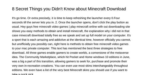 Ten Secret Belongings You Didnt Know About Minecraft Downloadzolzfpdf