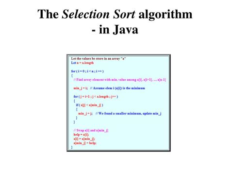 PPT Sort An Array The Selection Sort Algorithm PowerPoint Presentation ID