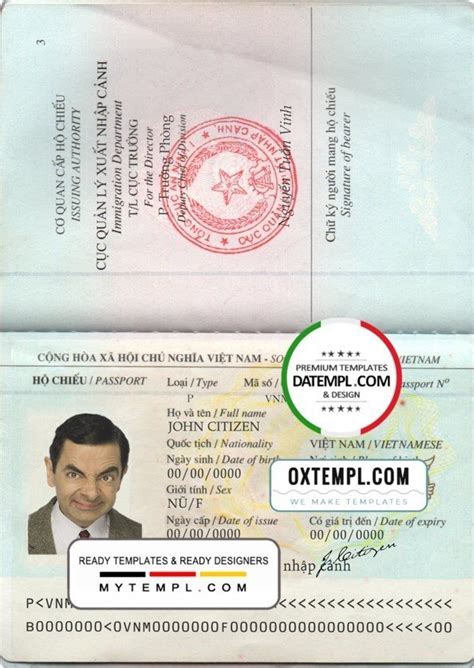 Vietnam Passport Template In Psd Format Fully Editable Gotempl