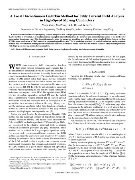 Pdf A Local Discontinuous Galerkin Method For Eddy Current Field