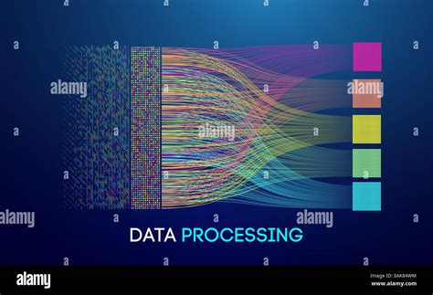 Abstract Data Processing Visualization With Colorful Digital Streams