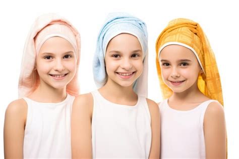Premium Ai Image Isolated Girls In Towels On White Background