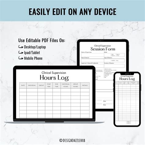Clinical Supervision Form And Hours Log Therapist Template Pdf Etsy