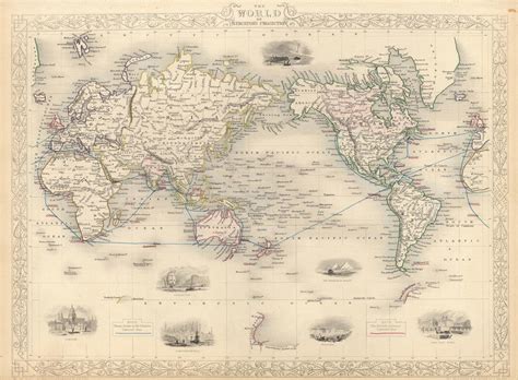 Old Map Of The World On Mercator S Projection Etsy