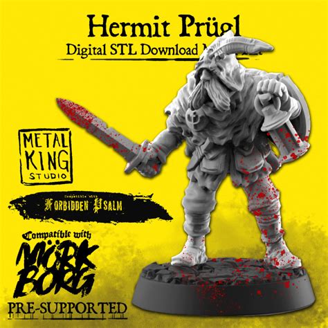 3d Printable Hermit Prügl Mörk Borg Character By Sean Sutter