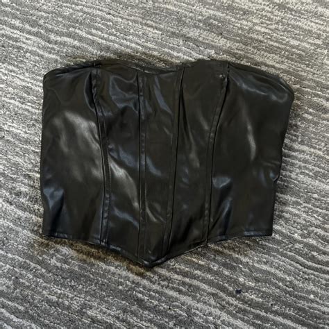 Black Faux Leather Corset Top Punk Skater Goth Depop