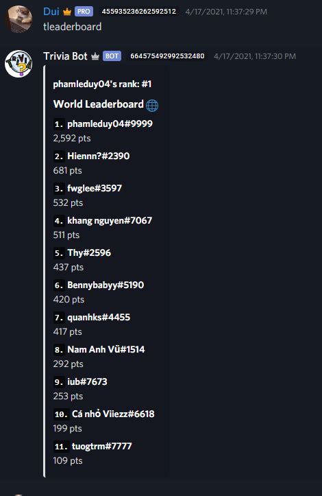 Trivia Discord Bot Devpost