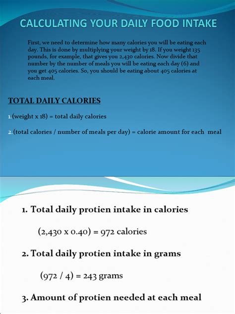 Calculating Your Daily Food Intake Pdf
