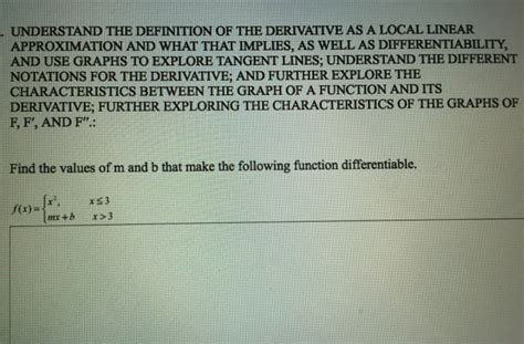 Solved Find The Values Of M And B That Make The Following Chegg Com