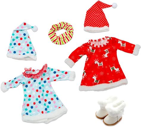 Ebuddy 2 Sets Christmas Costume Doll Clothes Accessories Include 2