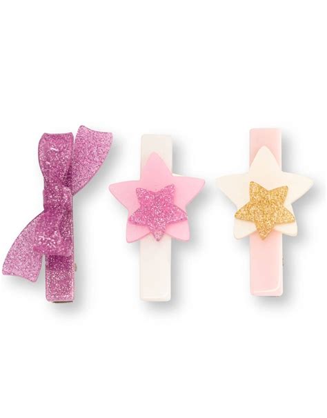 Lilies And Roses Alligator Clips Stars Pink Goldpink Bow Spoiled Swe