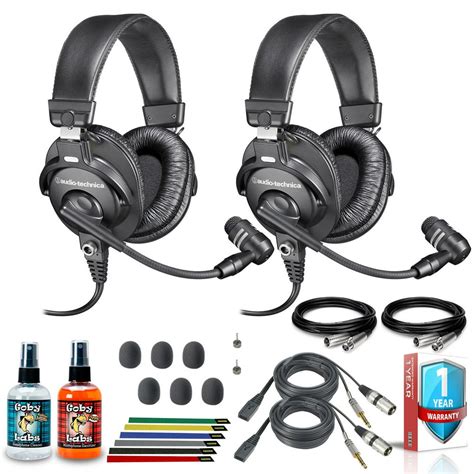 Audio-Technica BPHS1 Broadcast Stereo Headset (2-Pack) +Two 10ft XLR ...