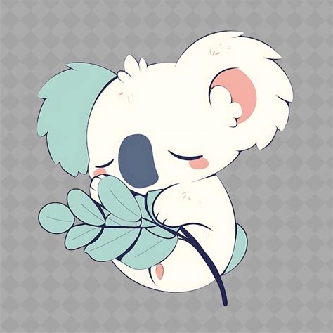 Premium Psd Png Cozy And Kawaii Anime Koala Girl With A Eucalyptus