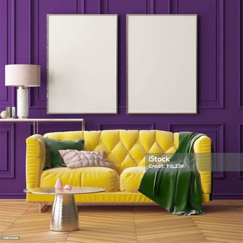 소파와 함께 거실의 인테리어입니다 트렌드 컬러입니다 3d 0명에 대한 스톡 사진 및 기타 이미지 0명 3차원 형태 가벼운 Istock