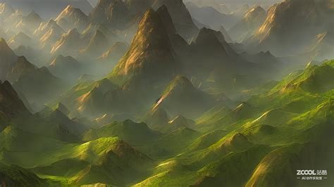 Ai创作实验室 十万大山，绿色青山，山中仙都，山水图 下一站 更酷 站酷zcool