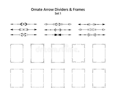 Set Of Matching Ornate Frames Arrow Dividers Stock Vector