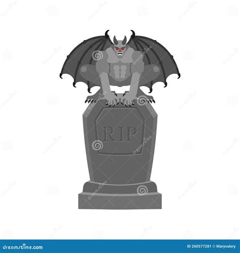 Gargoyle Isolated Stone Demonic Character Monster Stock Vector