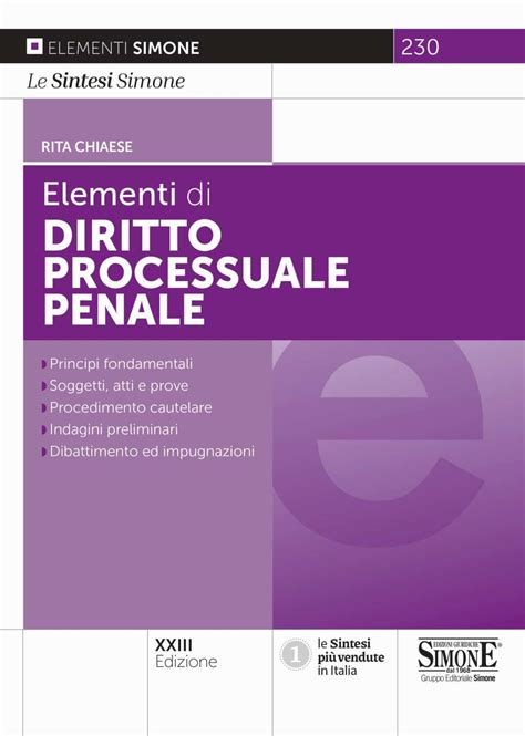 Elementi Di Diritto Processuale Penale 230 Edizioni Simone