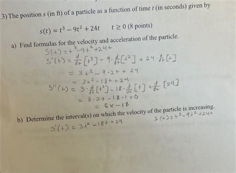 solved the position s in ft of a particle as a function