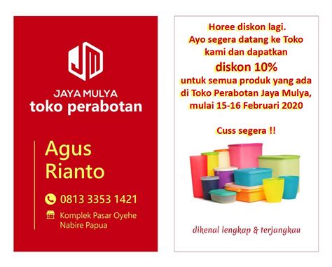 Diskon Untuk Semua Produk Di Toko Jaya Mulya Nabire