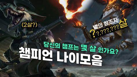 롤 유니버스 챔프들 나이 모음집 Youtube