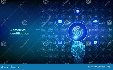 Fingerprint Scanning Biometrics Identification Personal Data Protection Cyber Security Stock
