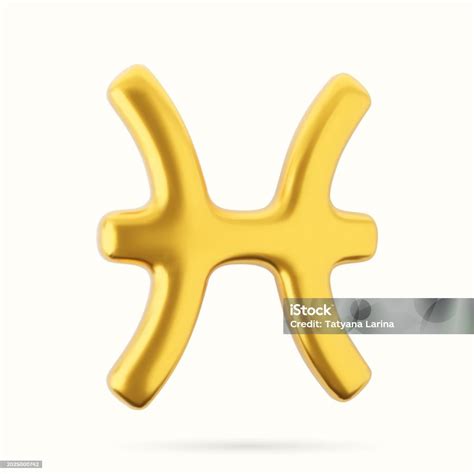 3d Golden Zodiac Sign Pisces On A White Background Stock Illustration