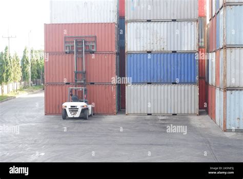 Container Handlers Working In The Container Yard Stock Photo Alamy