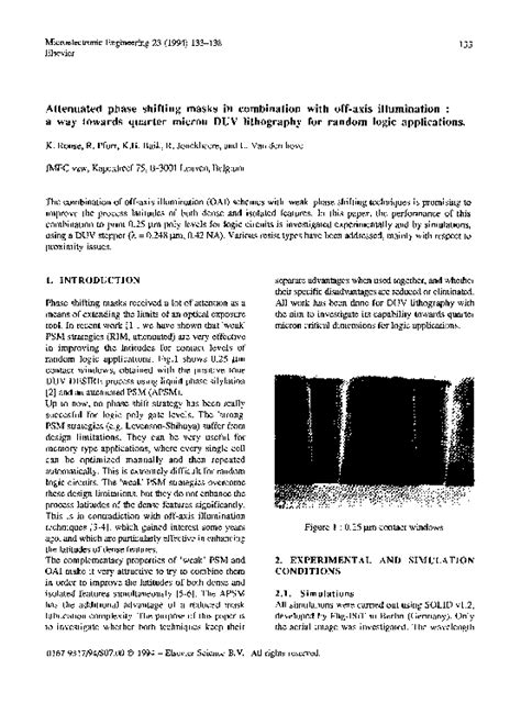 Pdf Attenuated Phase Shifting Masks In Combination With Off Axis