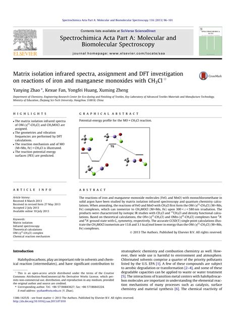 Pdf Matrix Isolation Infrared Spectra Assignment And Dft Investigation On Reactions Of Iron